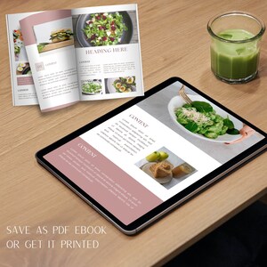Cookbook Template Recipe Ebook Pink Cookbook Ebook Design - Etsy