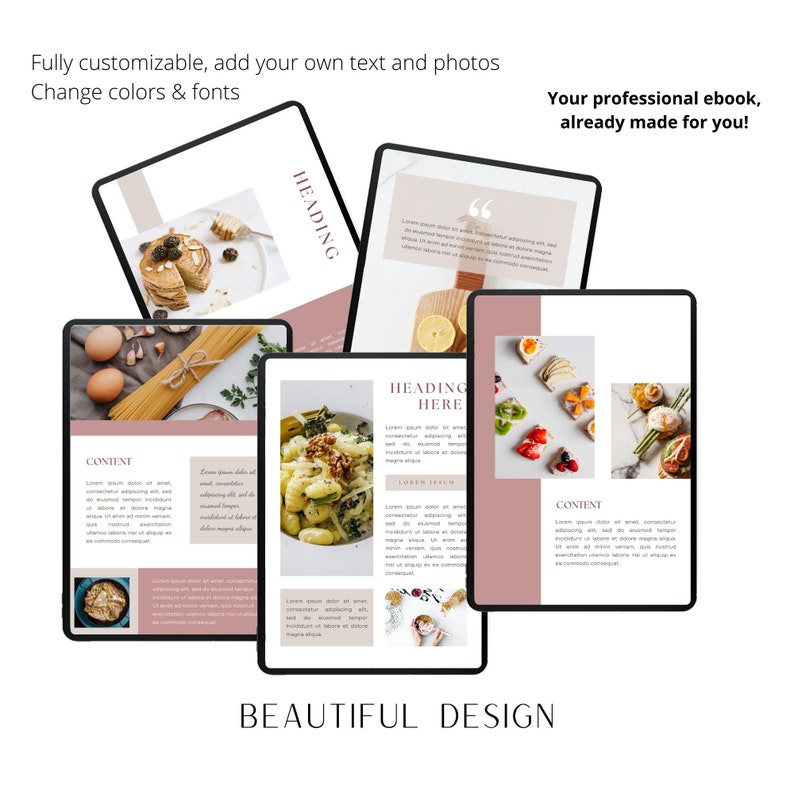 Cookbook Template Recipe Ebook Pink Cookbook Ebook Design - Etsy