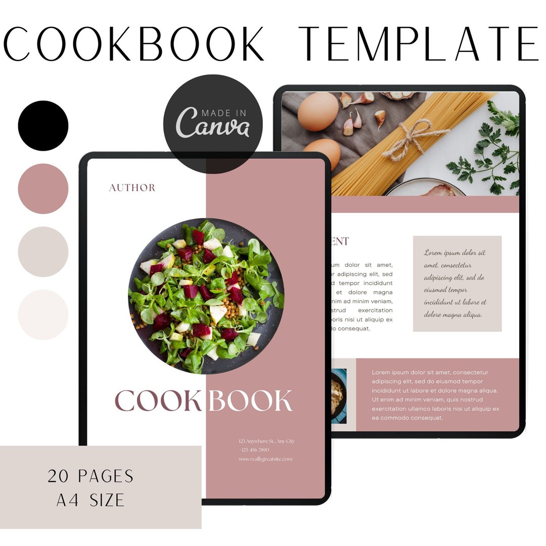Cookbook Template Recipe Ebook Pink Cookbook Ebook Design - Etsy