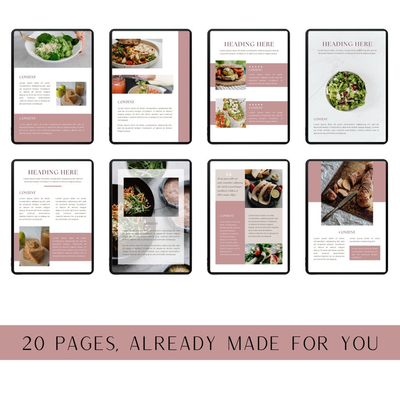 Cookbook Template Recipe Ebook Pink Cookbook Ebook Design - Etsy