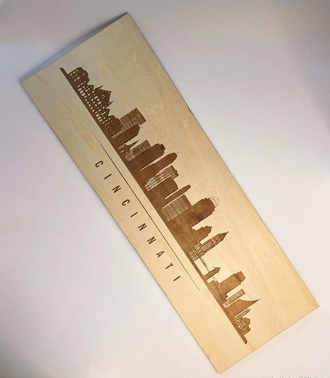 Cincinnati Skyline Wood Engraved Tile: A Stunning Piece of Wall Art for ...
