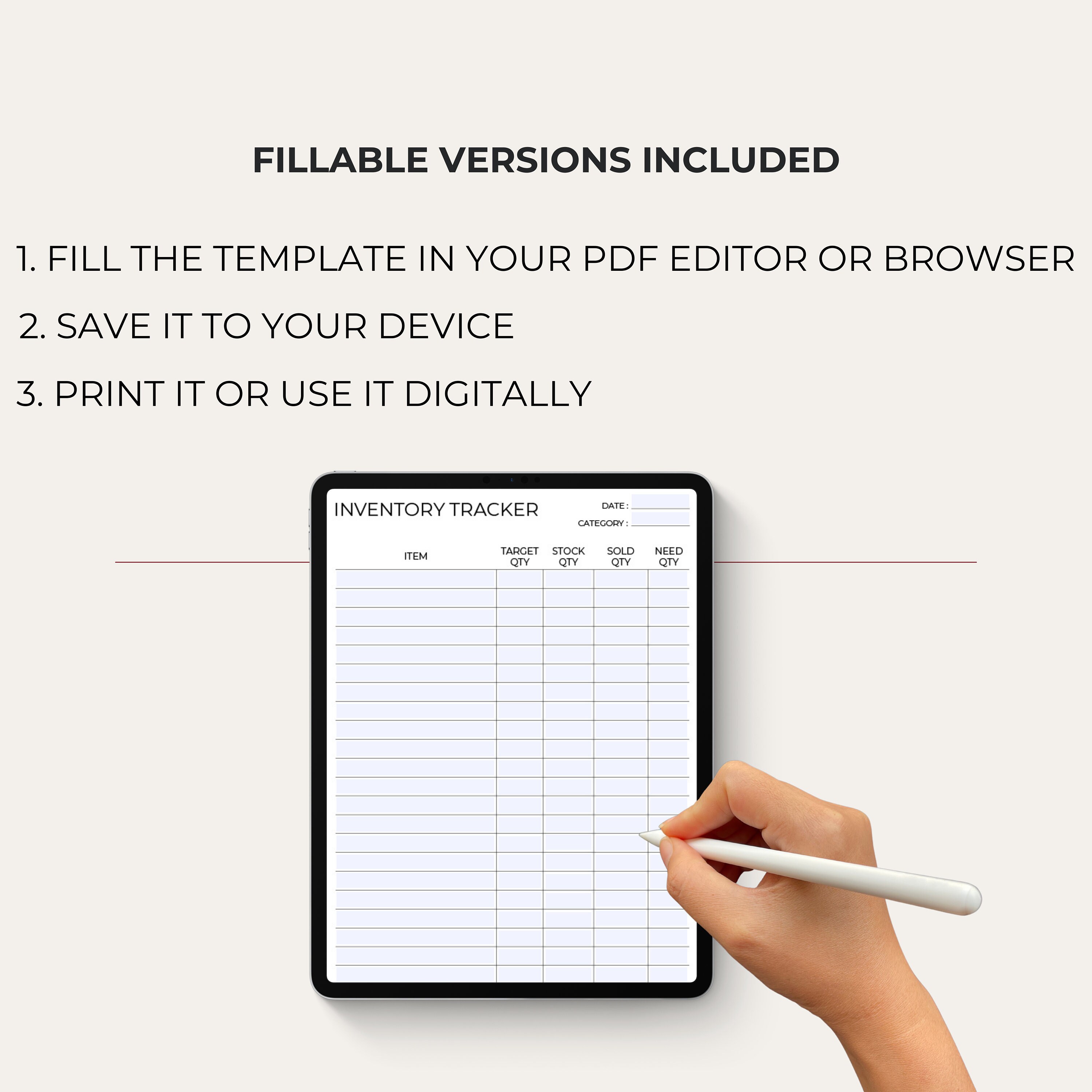 Inventory Sheet List Tracker Inventory Log Management Template for ...