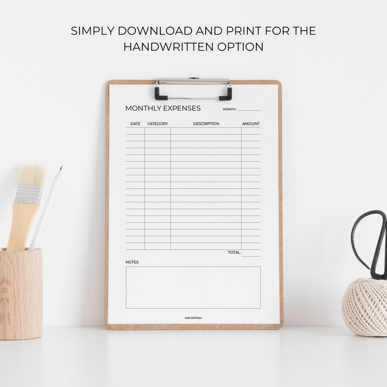 Monthly Expense Log Printable Tracker Spending Log Financial Planner ...