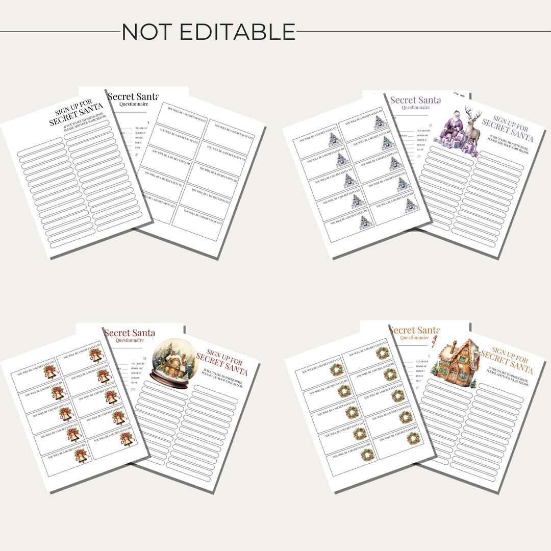 Employee Christmas Wish List Printable Template Secret Santa Survey ...