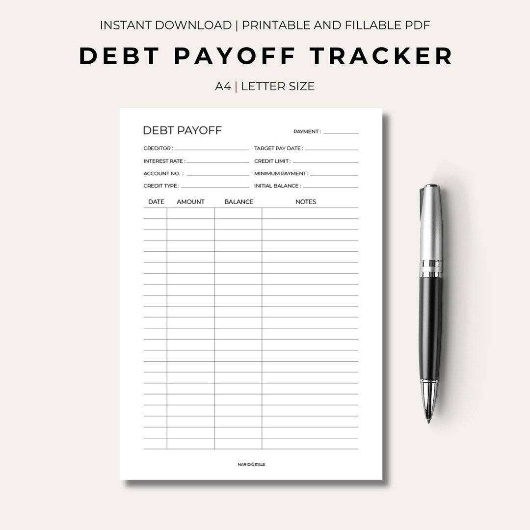 Debt Payoff Log Tracker Printable Debt Repayment Plan Debt Payment ...