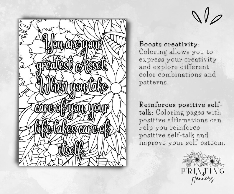 Printable Adult / Teen Colouring Pages With Positive Affirmations for ...