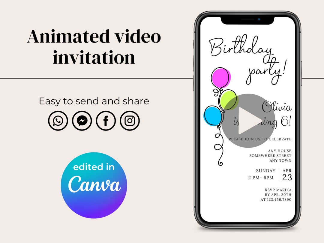 Animated Birthday Invitation Template - Etsy