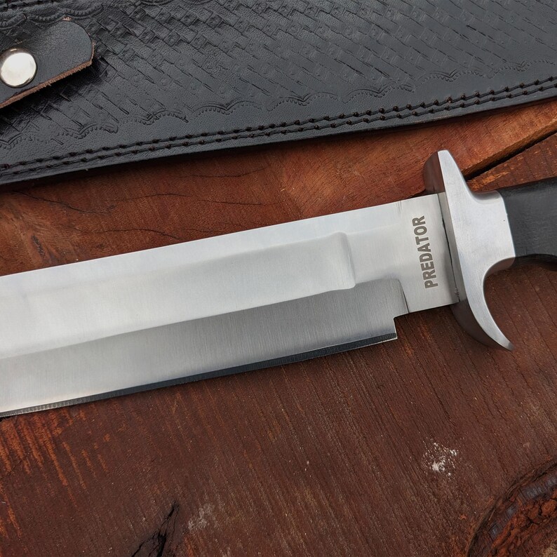 Handmade Predator Bowie Knife: 5160 Spring Steel Replica With Leather ...
