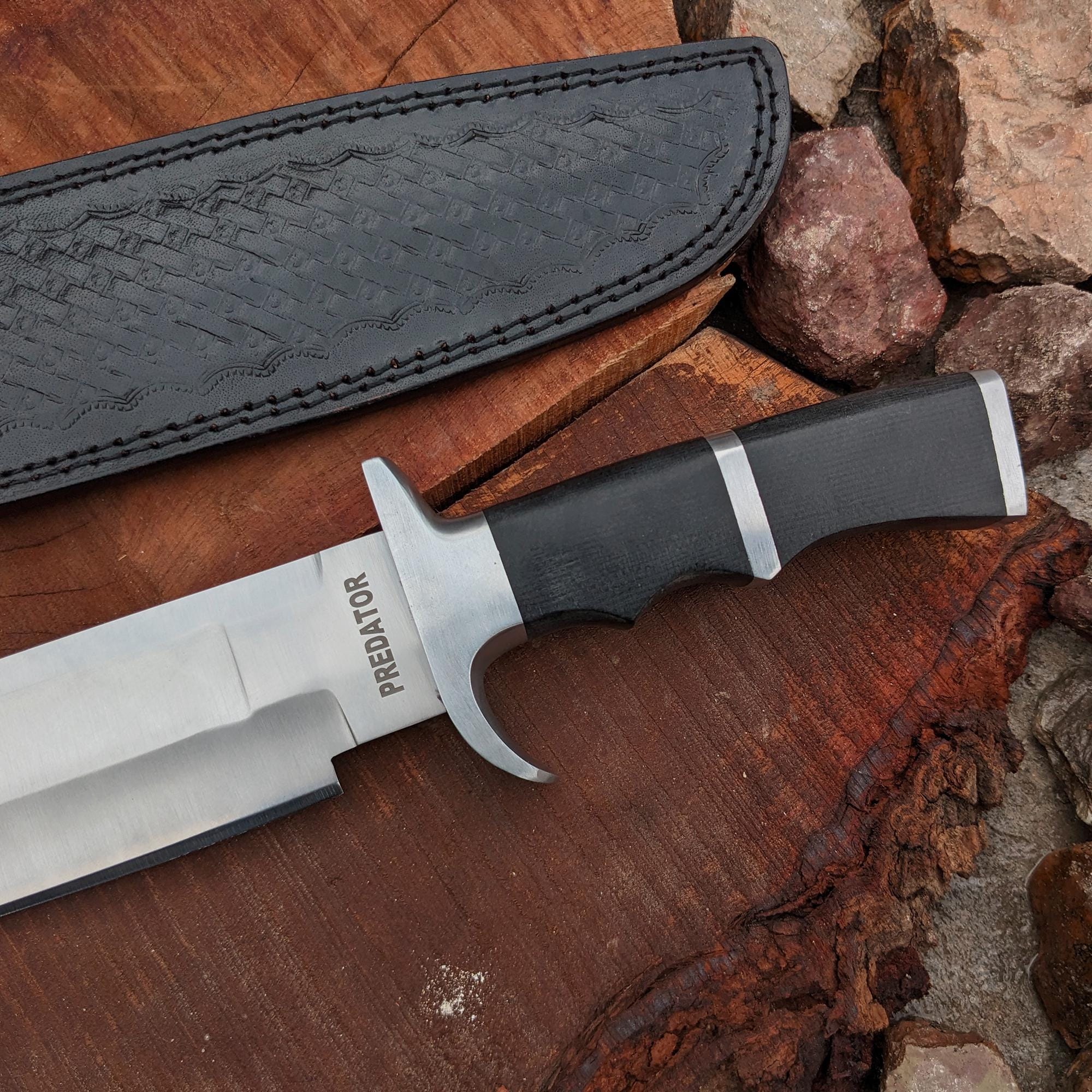 Handmade Predator Bowie Knife: 5160 Spring Steel Replica With Leather ...