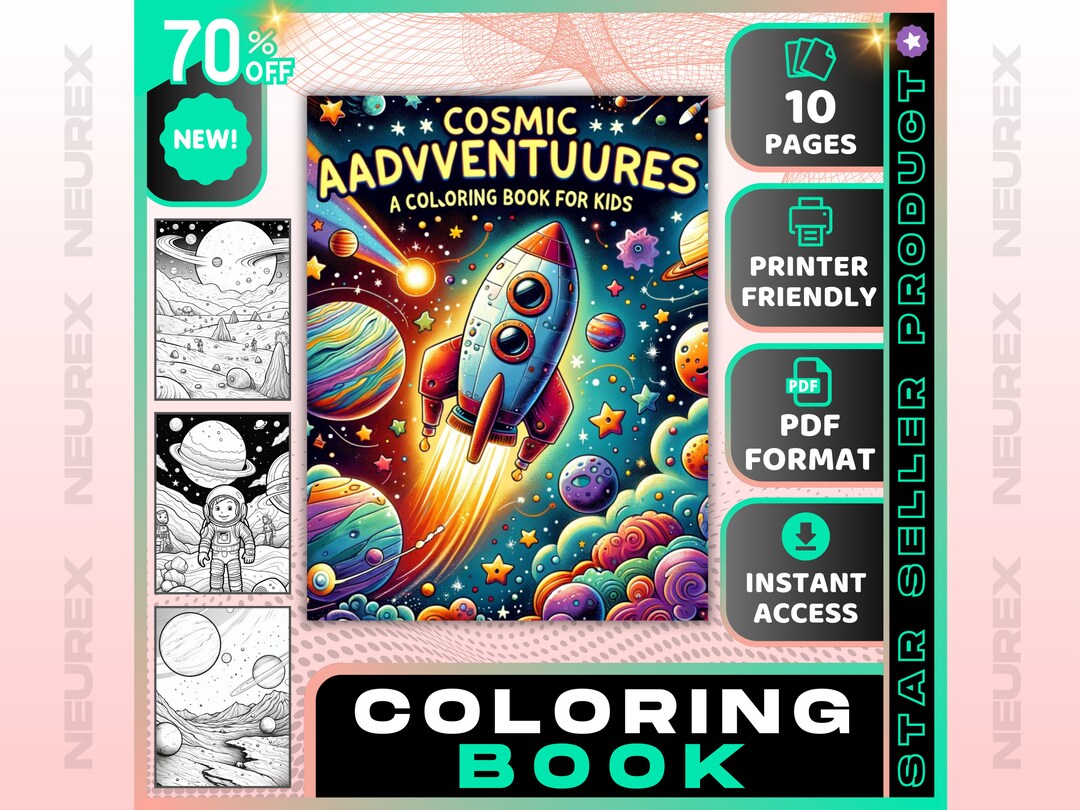 Space Coloring Book, Explore Solar System, Planets and Astronauts ...