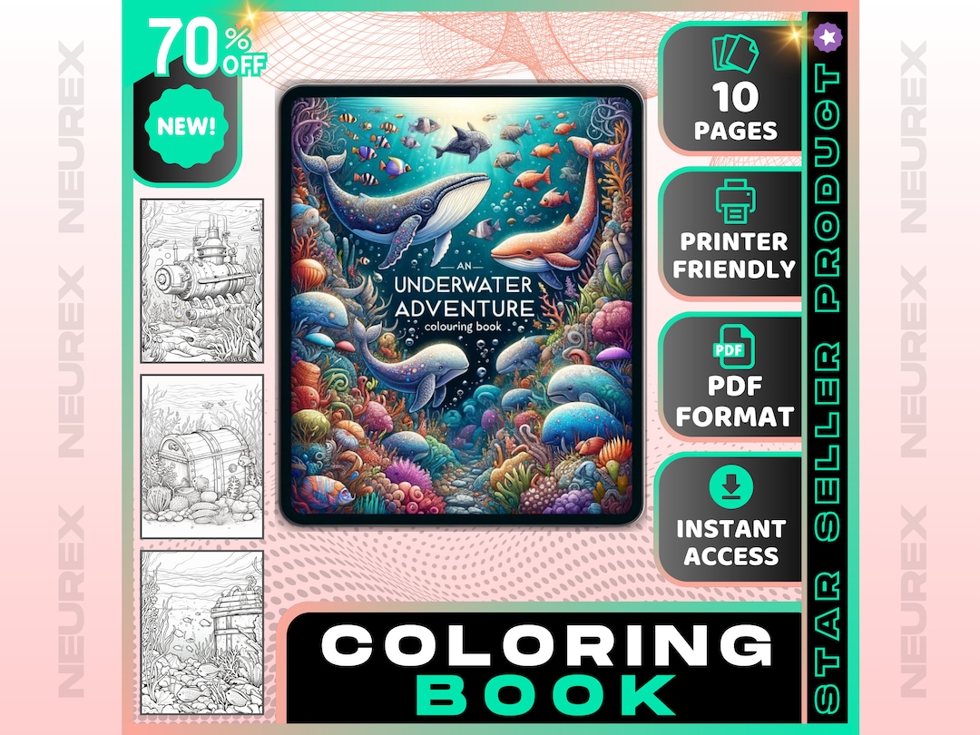 Underwater Coloring Book, Explore Sea Life, Marine Animals, Ocean ...