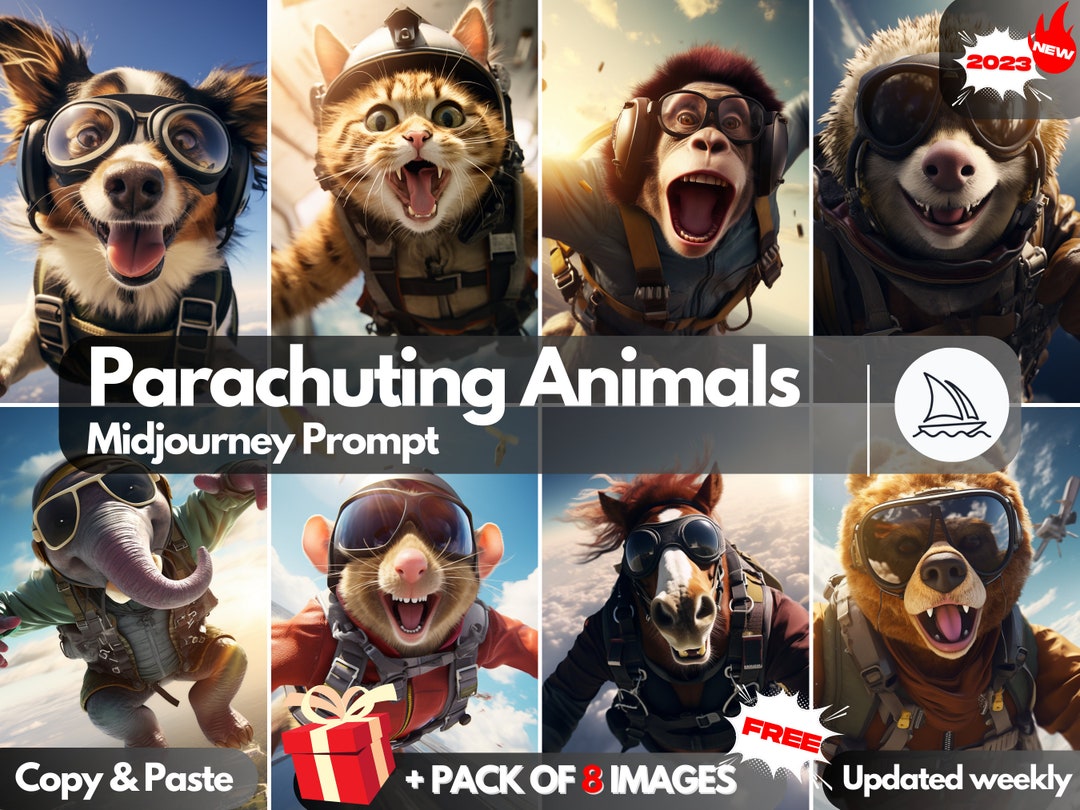 Parachuting Animals Art Midjourney Prompts, Adventurous Animals ...