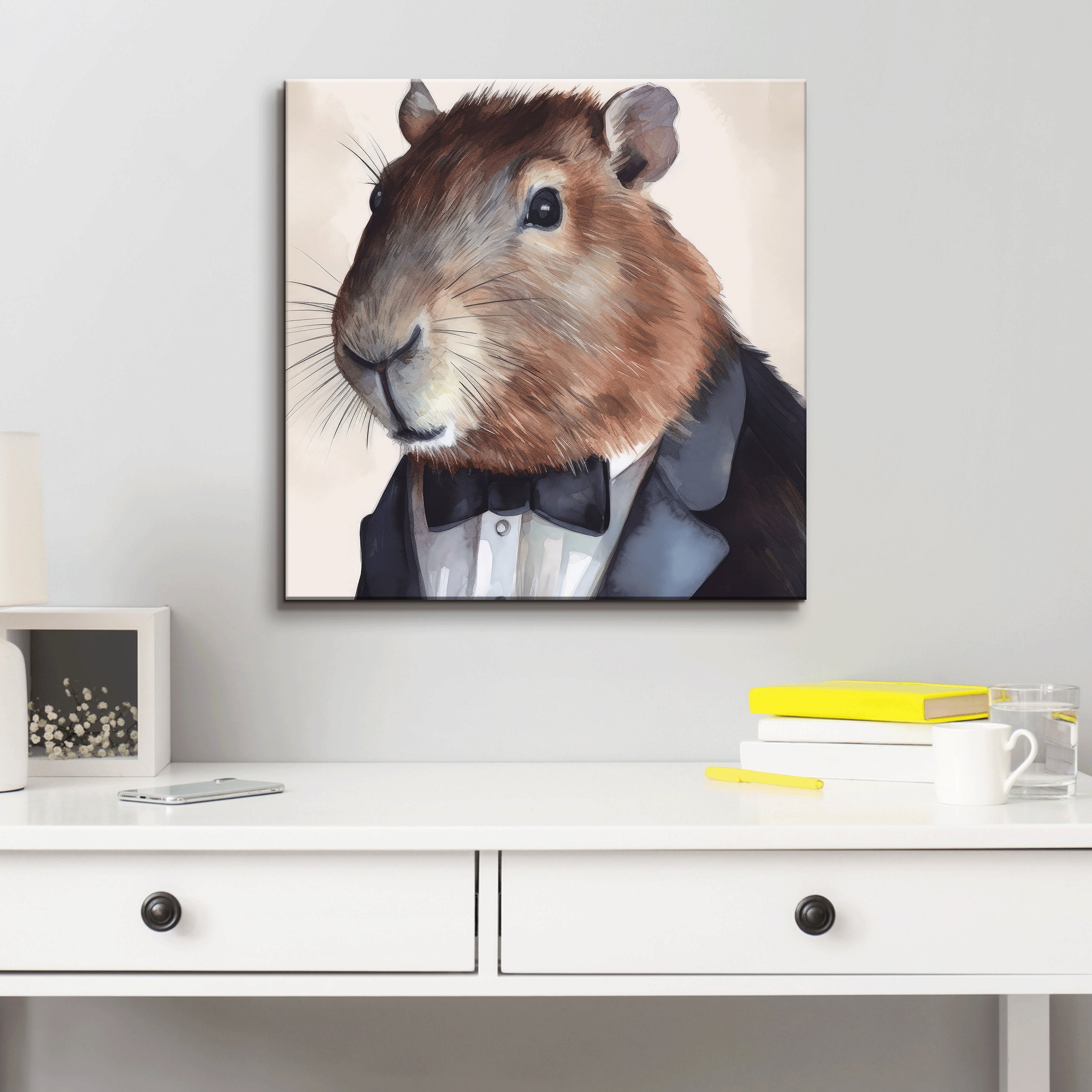 Capybara in Tuxedo Canvas Wall Art Whimsical Animal Art - Etsy