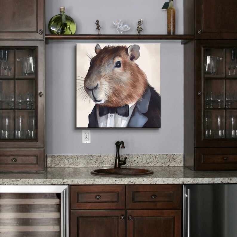 Capybara in Tuxedo Canvas Wall Art Whimsical Animal Art - Etsy