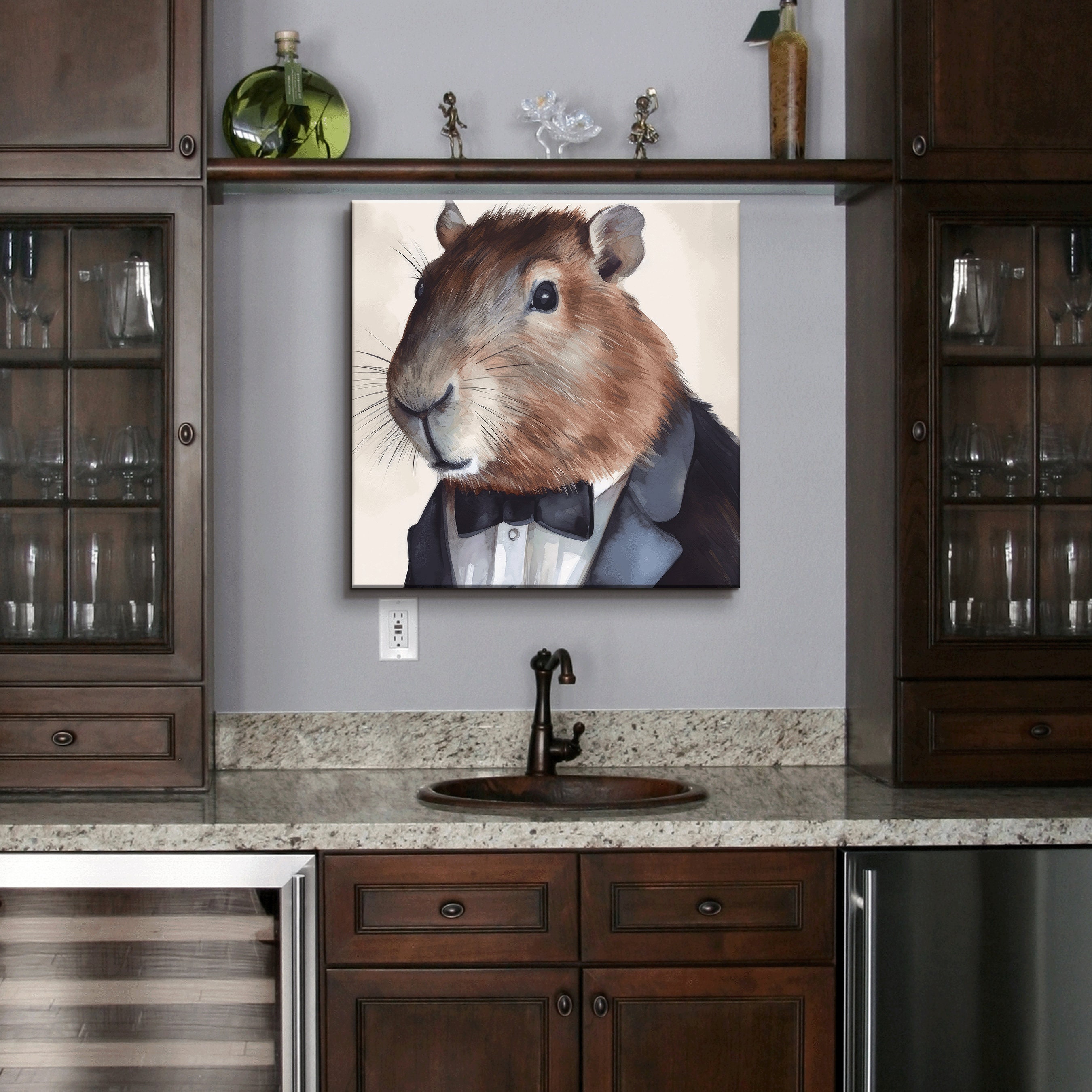Capybara in Tuxedo Canvas Wall Art Whimsical Animal Art - Etsy