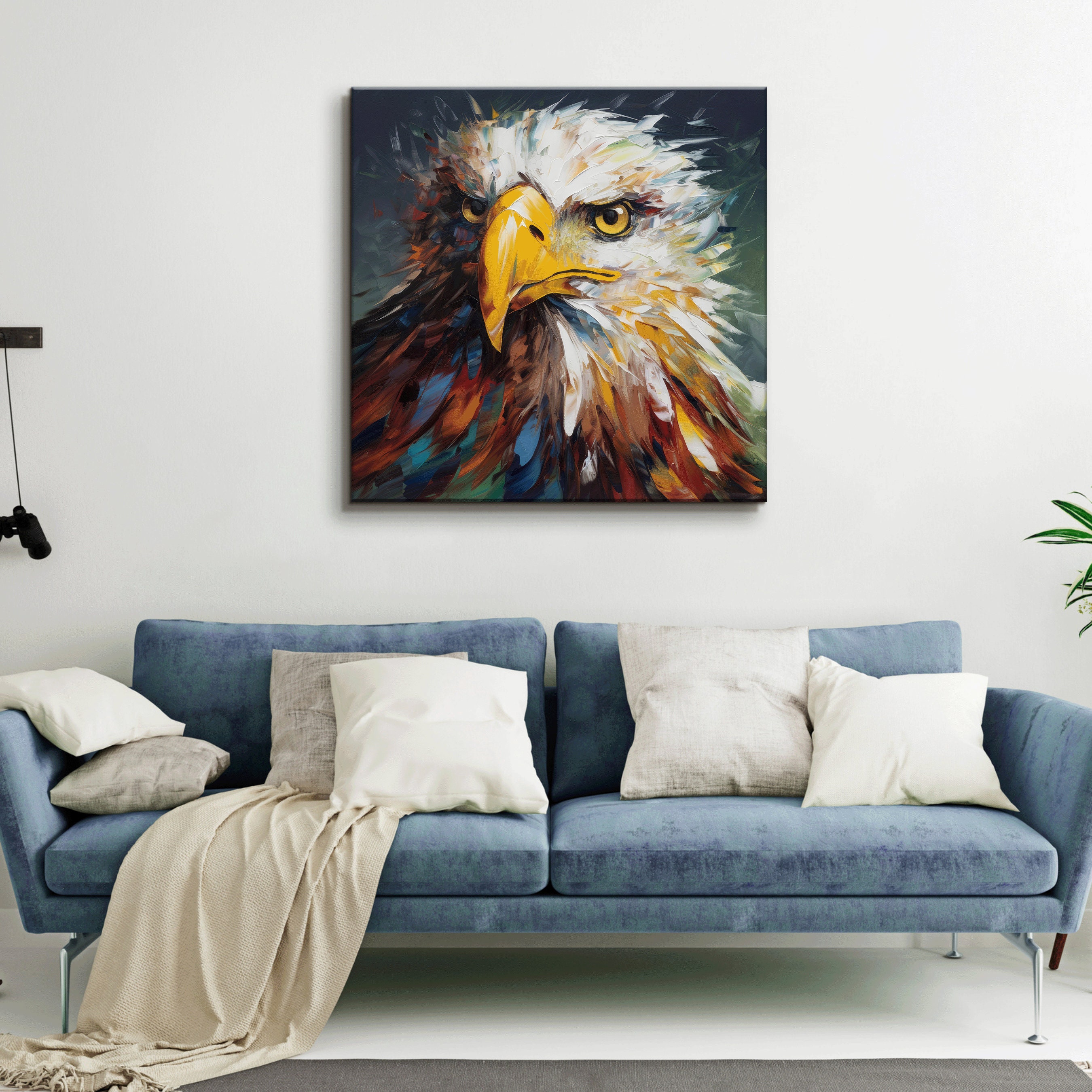Bold Bald Eagle Canvas Wall Art, Colorful Oil Painting Style, Vibrant ...