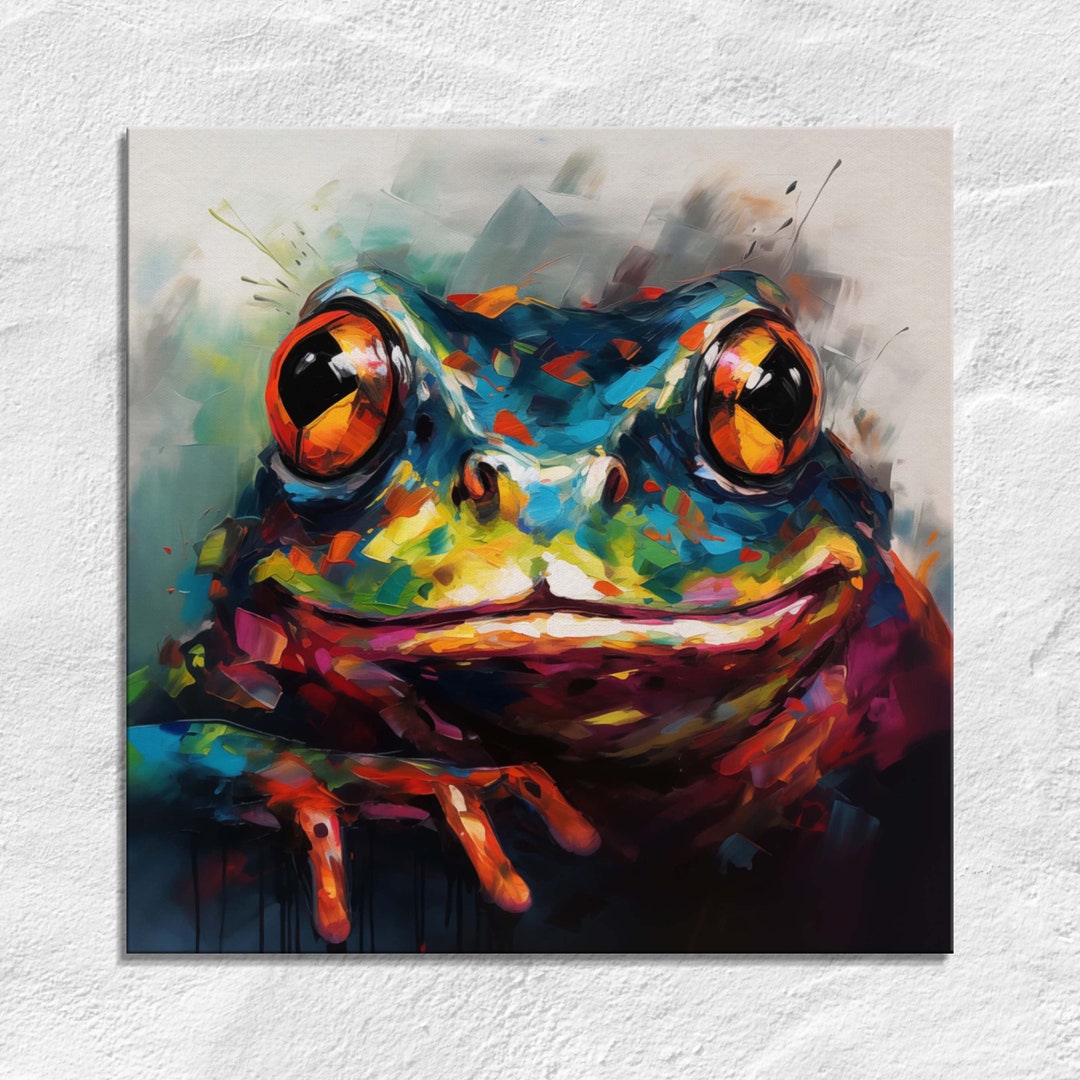 Abstract Frog Art Print: Colorful Amphibian Painting, Vivid Animal ...