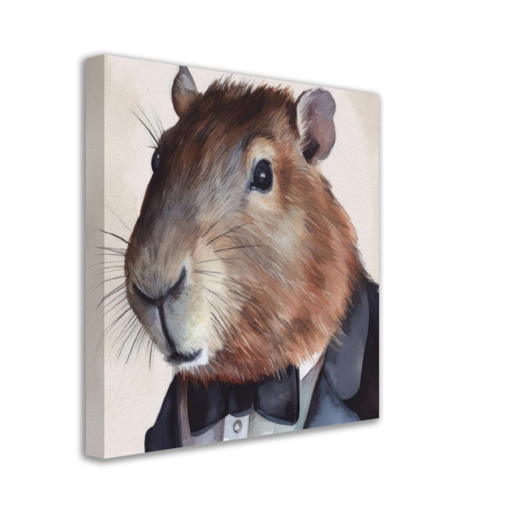 Capybara in Tuxedo Canvas Wall Art Whimsical Animal Art - Etsy
