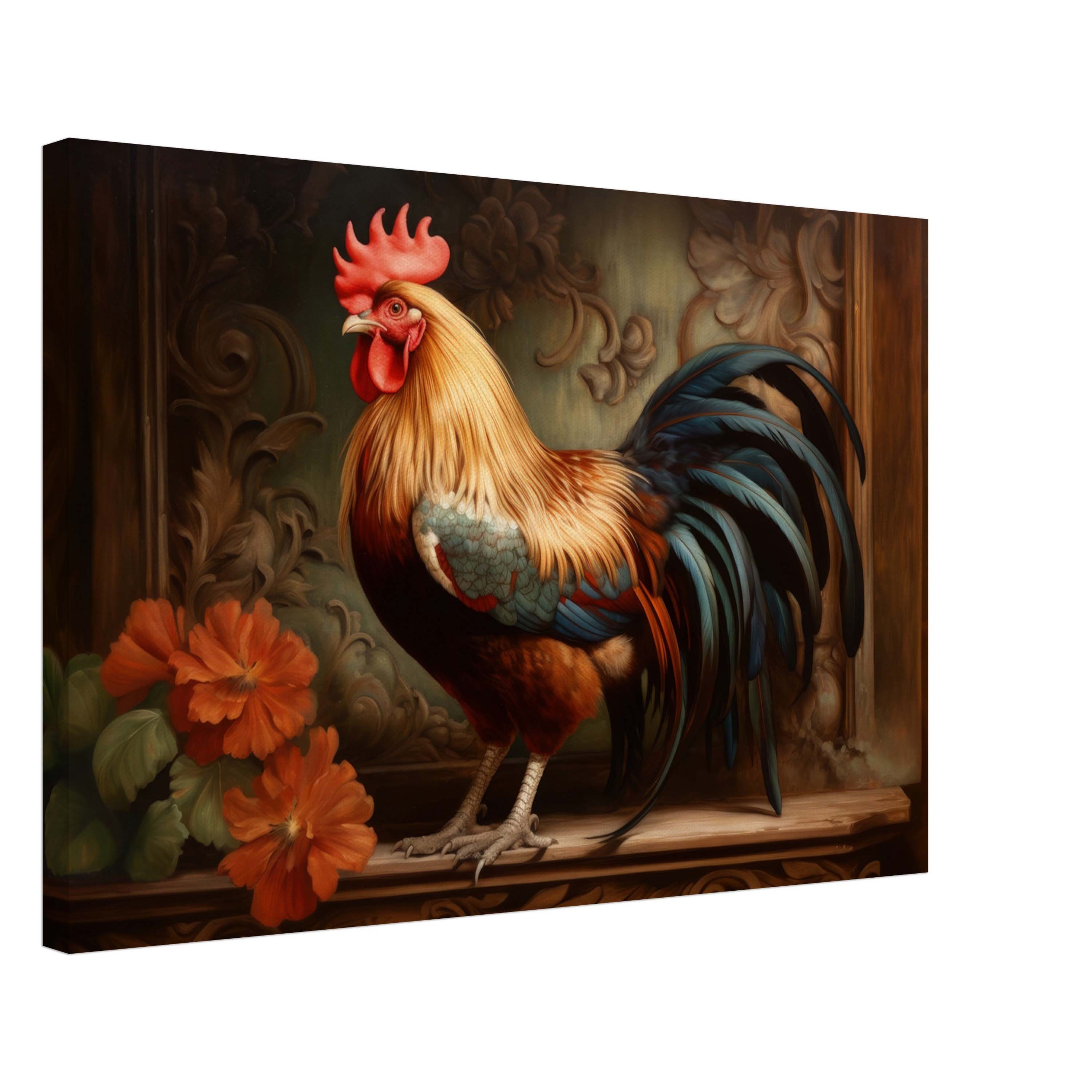 Vintage Rooster Canvas Wall Art, Rustic Elegant Home Decor, Farm Animal ...