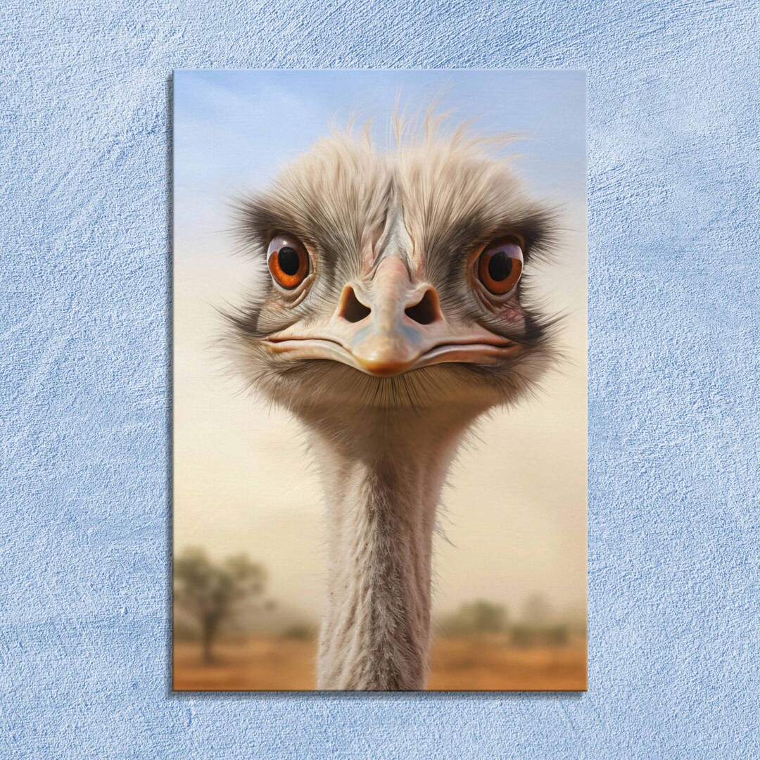 Whimsical Ostrich Canvas Print: African Safari Animal Portrait - Etsy ...