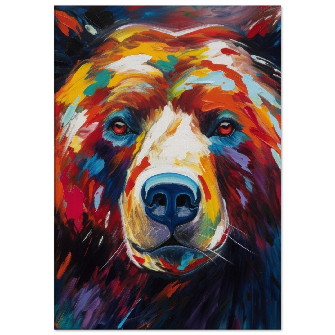 Abstract Bear Canvas Art: Colorful Oil Painting Style Print - Etsy