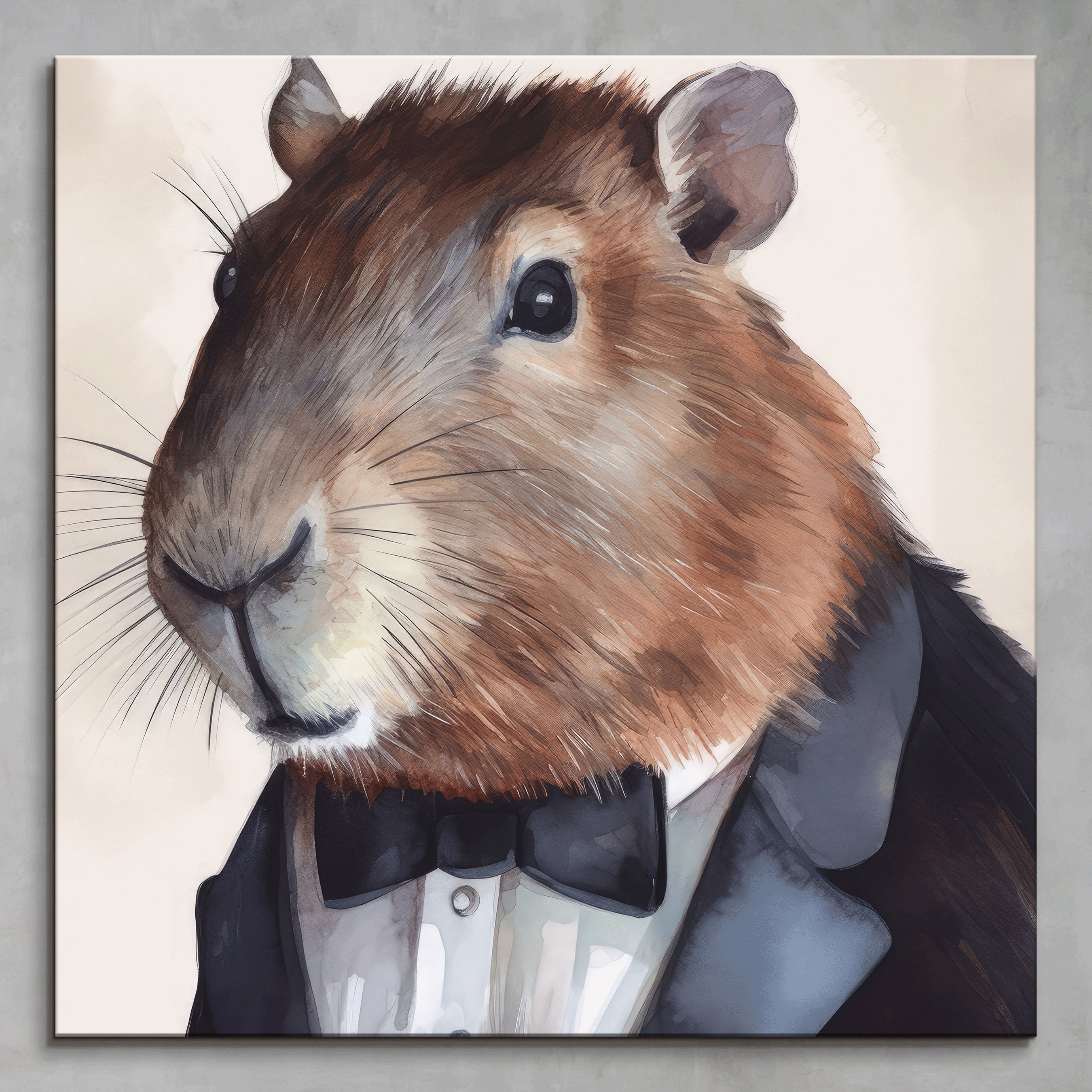 Capybara in Tuxedo Canvas Wall Art Whimsical Animal Art - Etsy