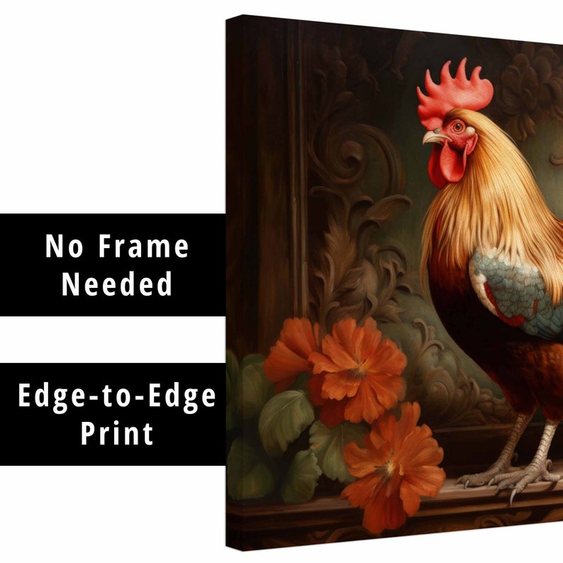 Vintage Rooster Canvas Wall Art Rustic Elegant Home Decor - Etsy