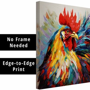 Abstract Rooster Canvas Wall Art, Vibrant Barnyard Wildlife Bird Print ...