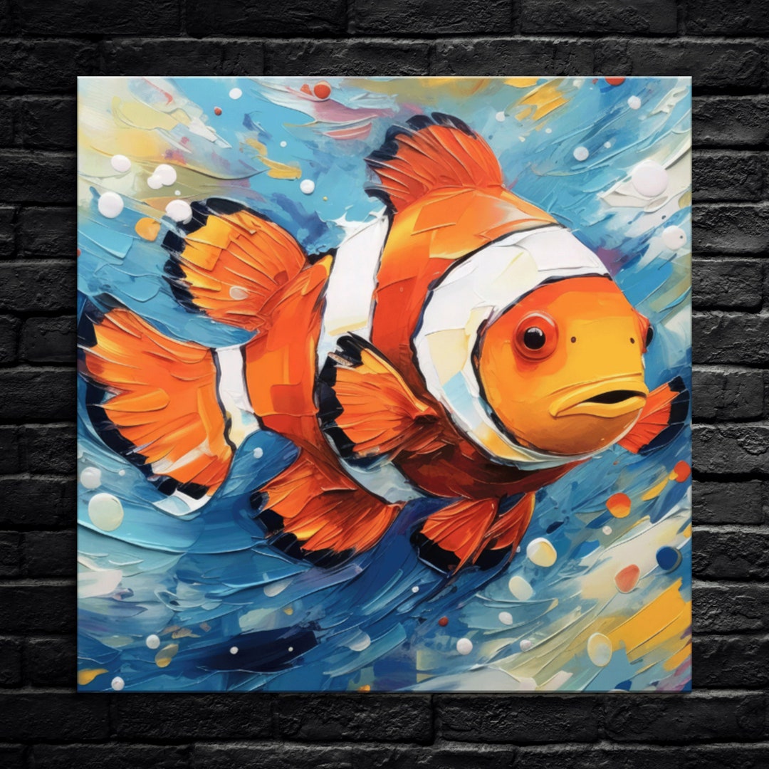 Clownfish Canvas Art, Vibrant Abstract Marine Life Print Decor for Home ...