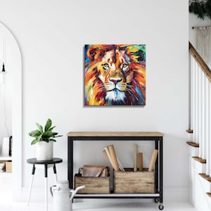 Abstract Lion Canvas Art, Bold Colorful Masterpiece, Eye-catching ...
