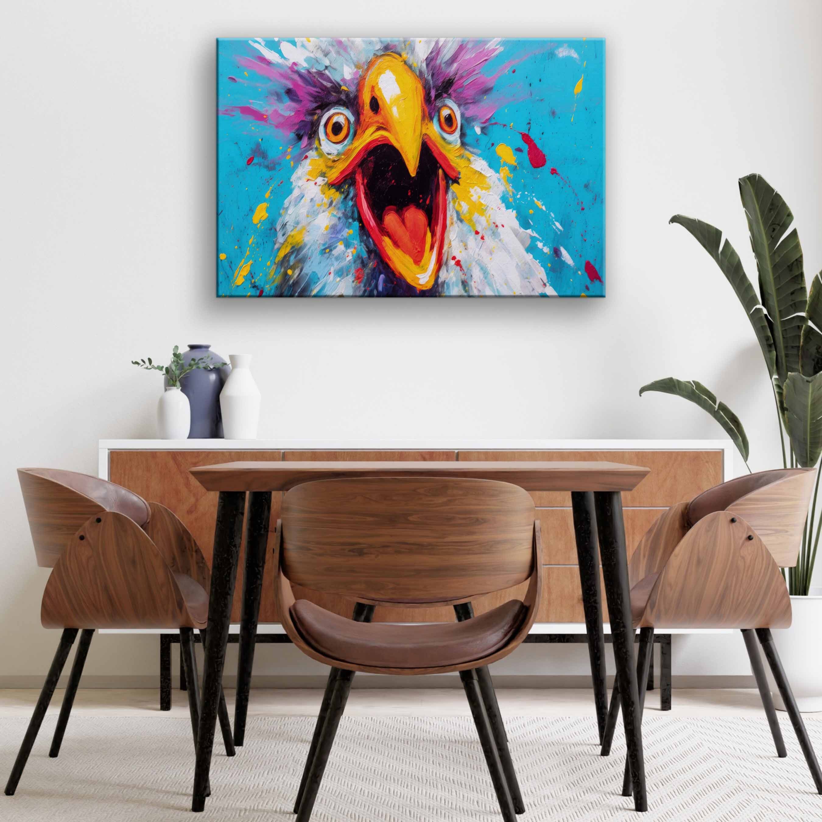 Vibrant Abstract Pop Art Chicken Canvas Print, Bold Contrasting Colors ...