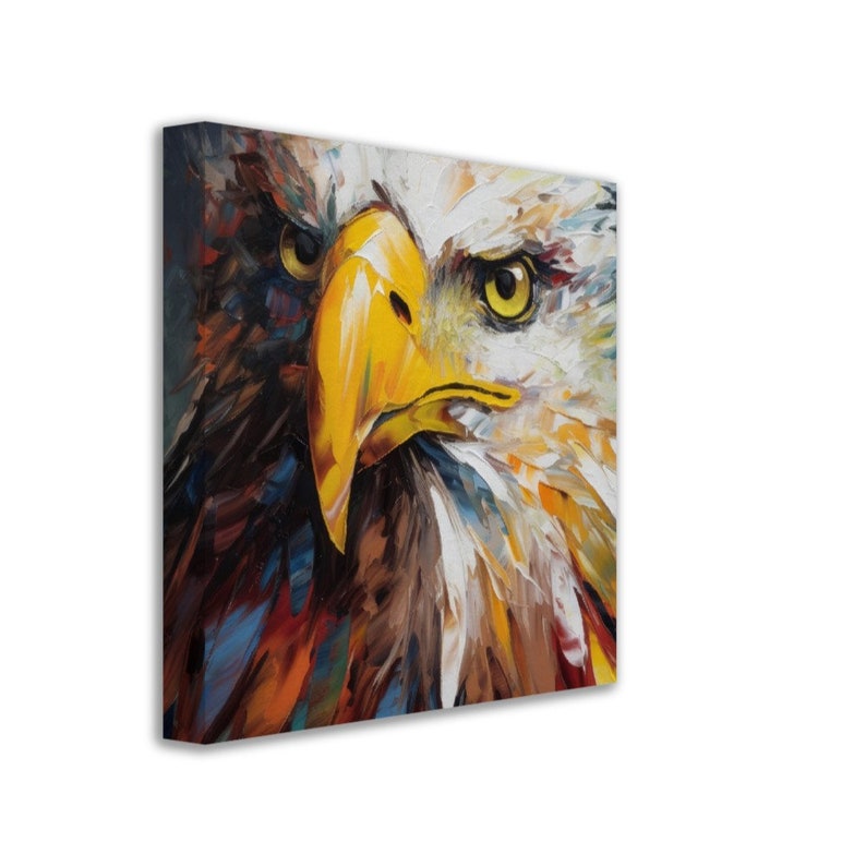 Bold Bald Eagle Canvas Wall Art, Colorful Oil Painting Style, Vibrant ...