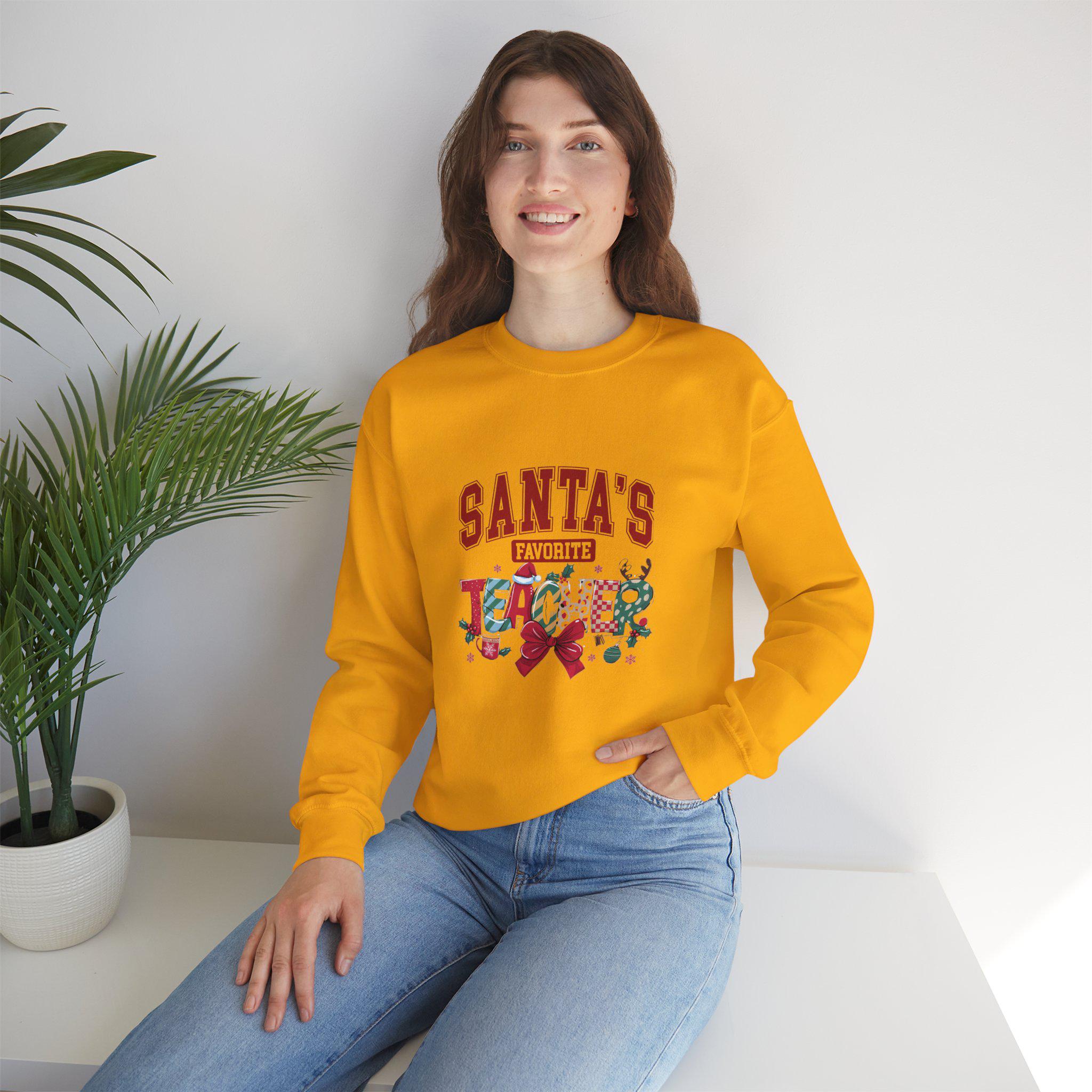Christmas Santa's Favorite Teacher Sweatshirt, Teacher Appreciation ...
