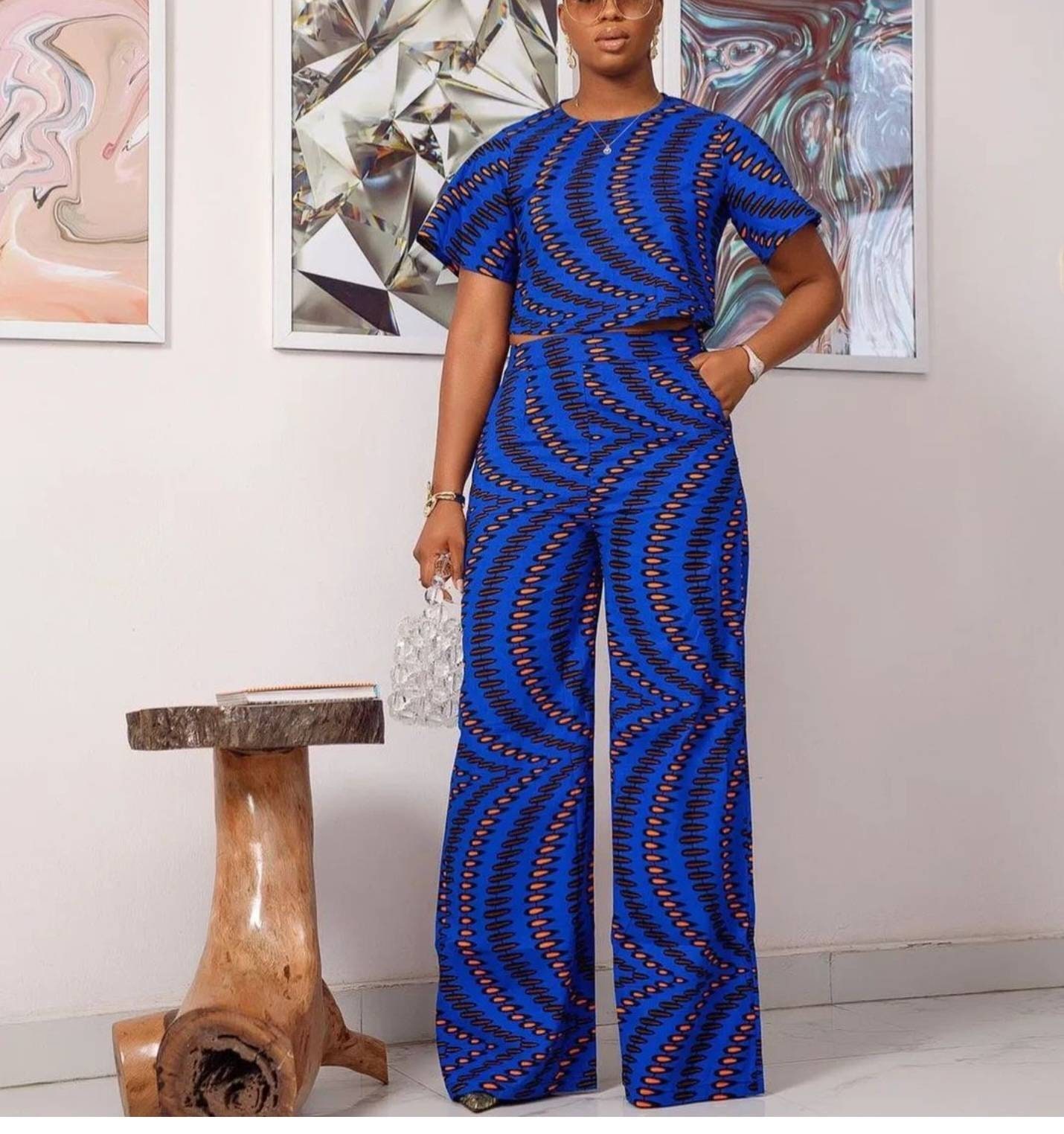 Long African Print Crop Top And Palazzo Trousers African Etsy