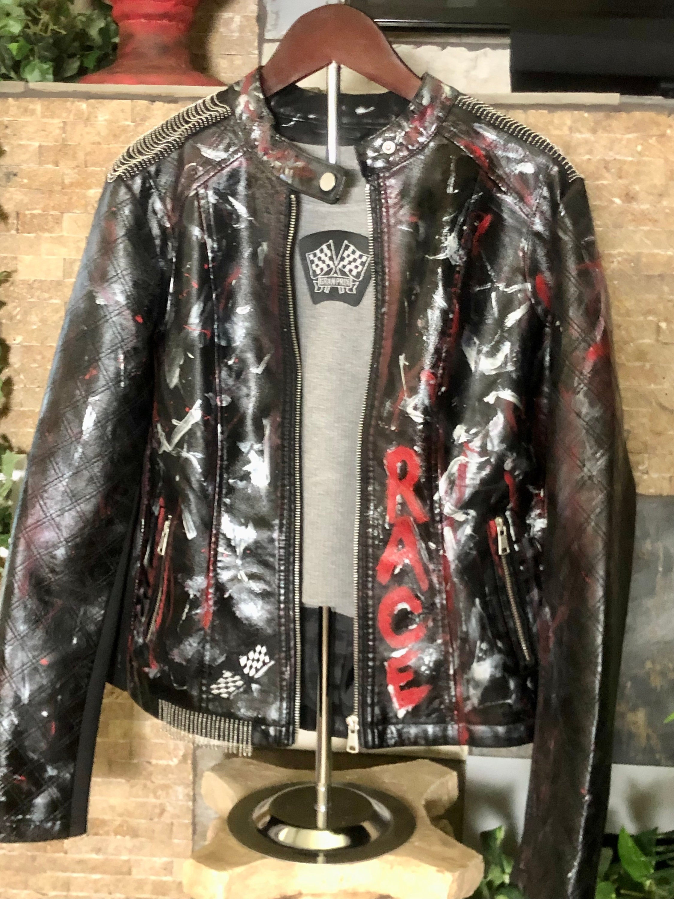 Custom Upcycle Redone Black Vegan Jacket Lightweight OOAK Embellished ...