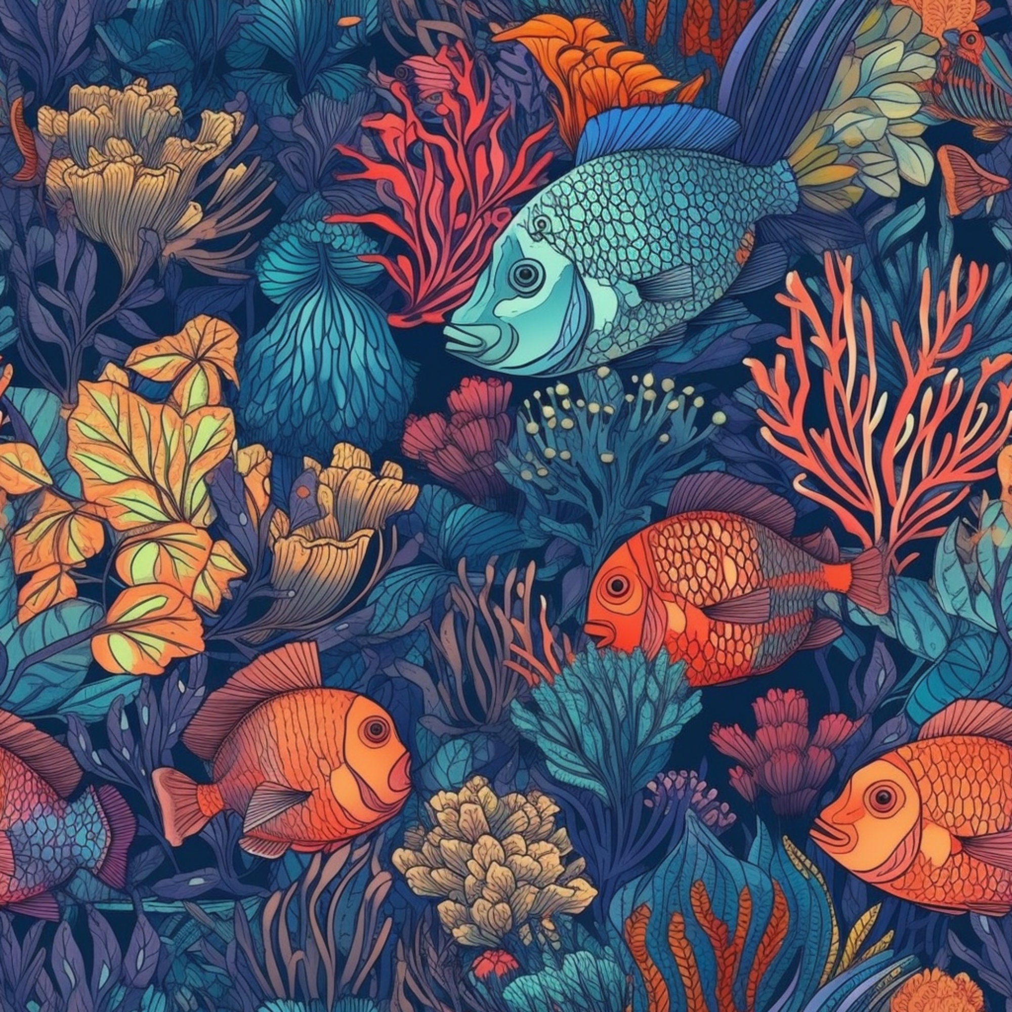 Tropical Reef Fish Seamless Pattern - Digital Download, Commercial Use ...