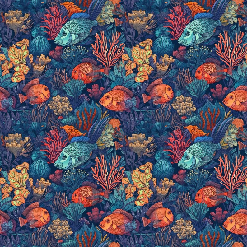 Tropical Reef Fish Seamless Pattern - Digital Download, Commercial Use ...