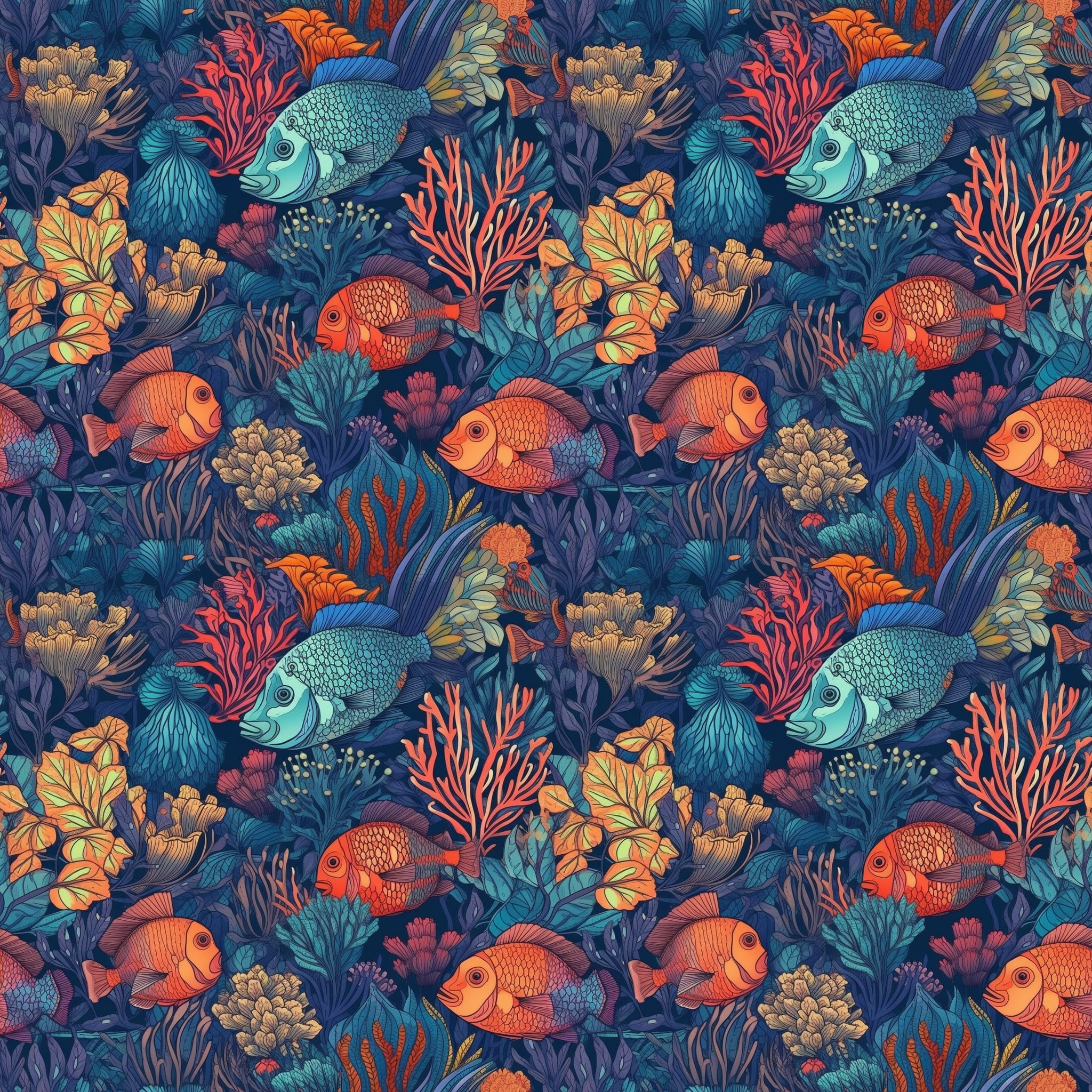 Tropical Reef Fish Seamless Pattern - Digital Download, Commercial Use ...