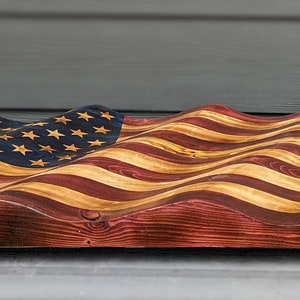 Wavy Wooden US Flag - Etsy