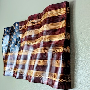 Wooden Wavy US Flag - Etsy