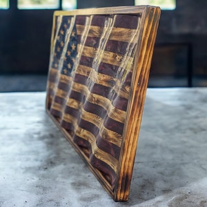 Framed Wavy Wooden US Flag - Etsy