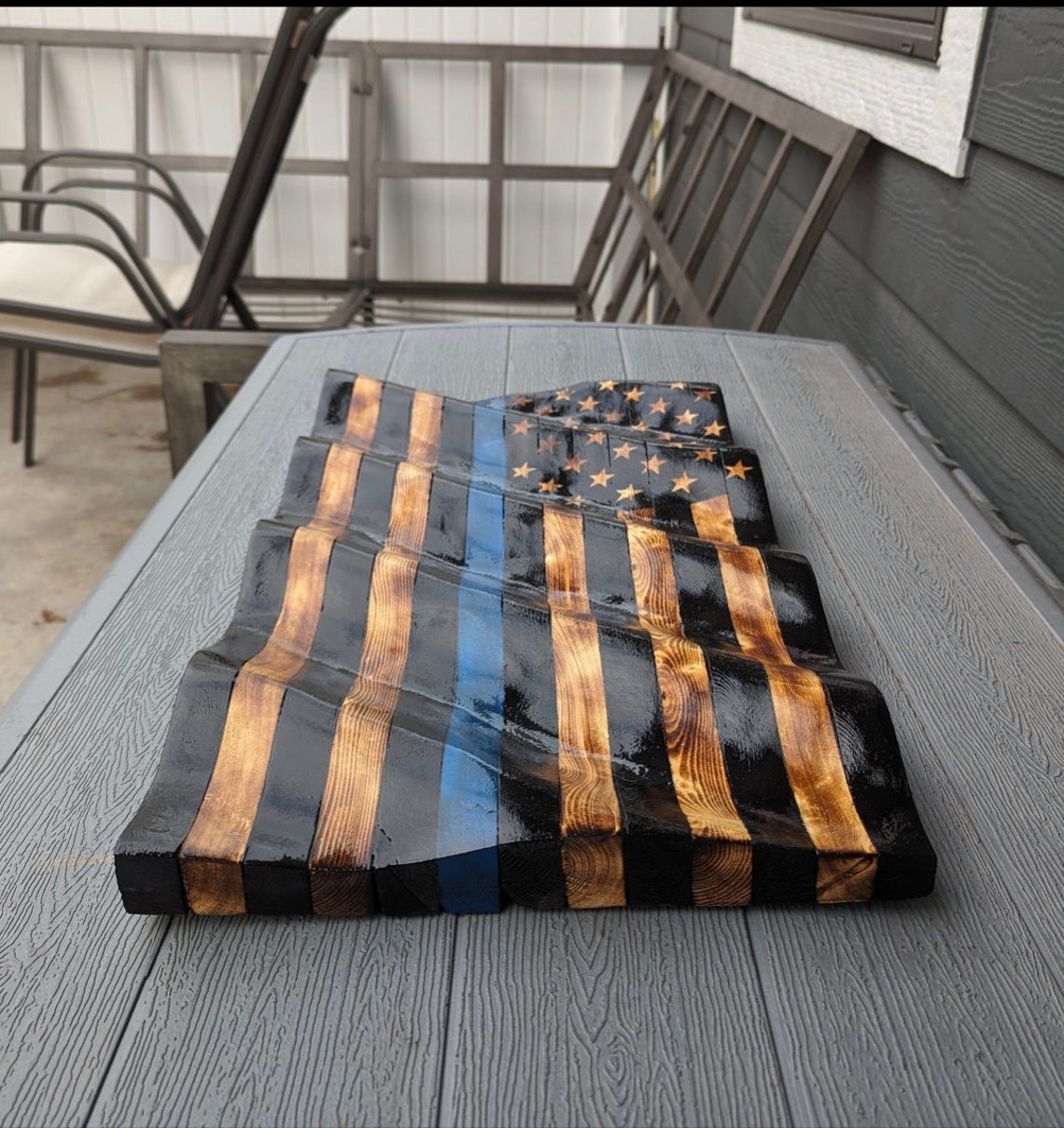 Wavy Wood Police Support Flag - Etsy