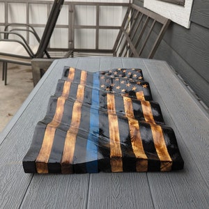 Wavy Wood Police Support Flag - Etsy