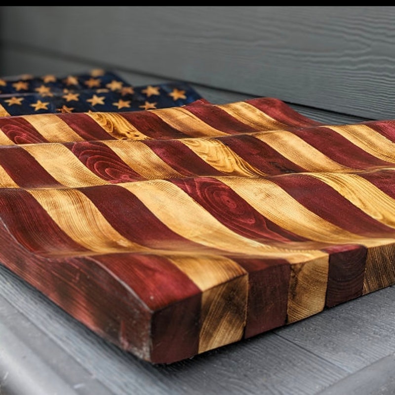 Wavy Wooden American Flag - Etsy