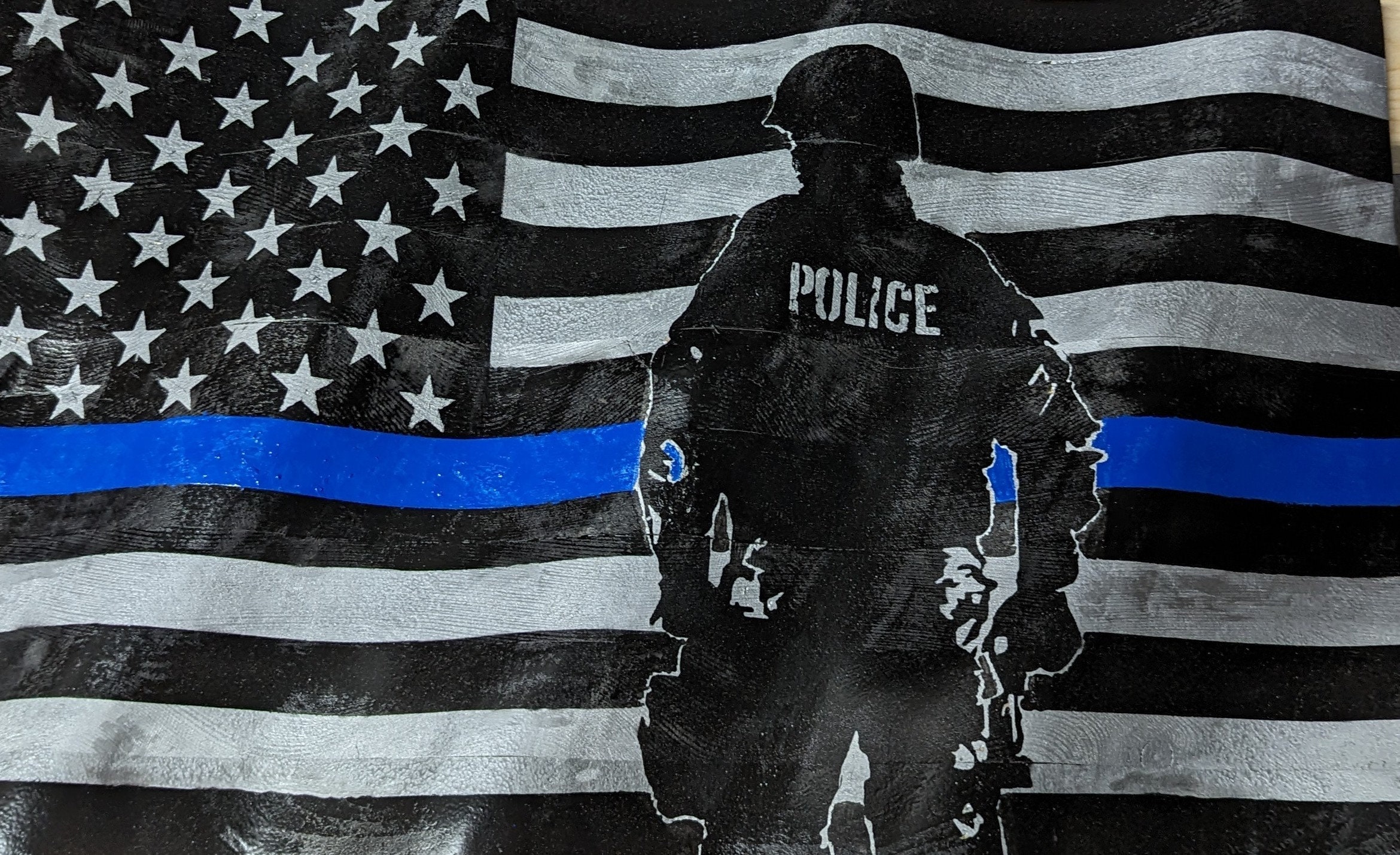 Wavy Wood Police Support Flag - Etsy