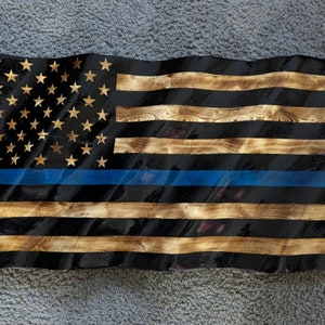 Wavy Wood Police Support Flag - Etsy