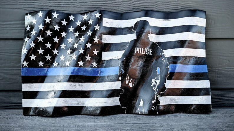 Wavy Wood Police Support Flag - Etsy