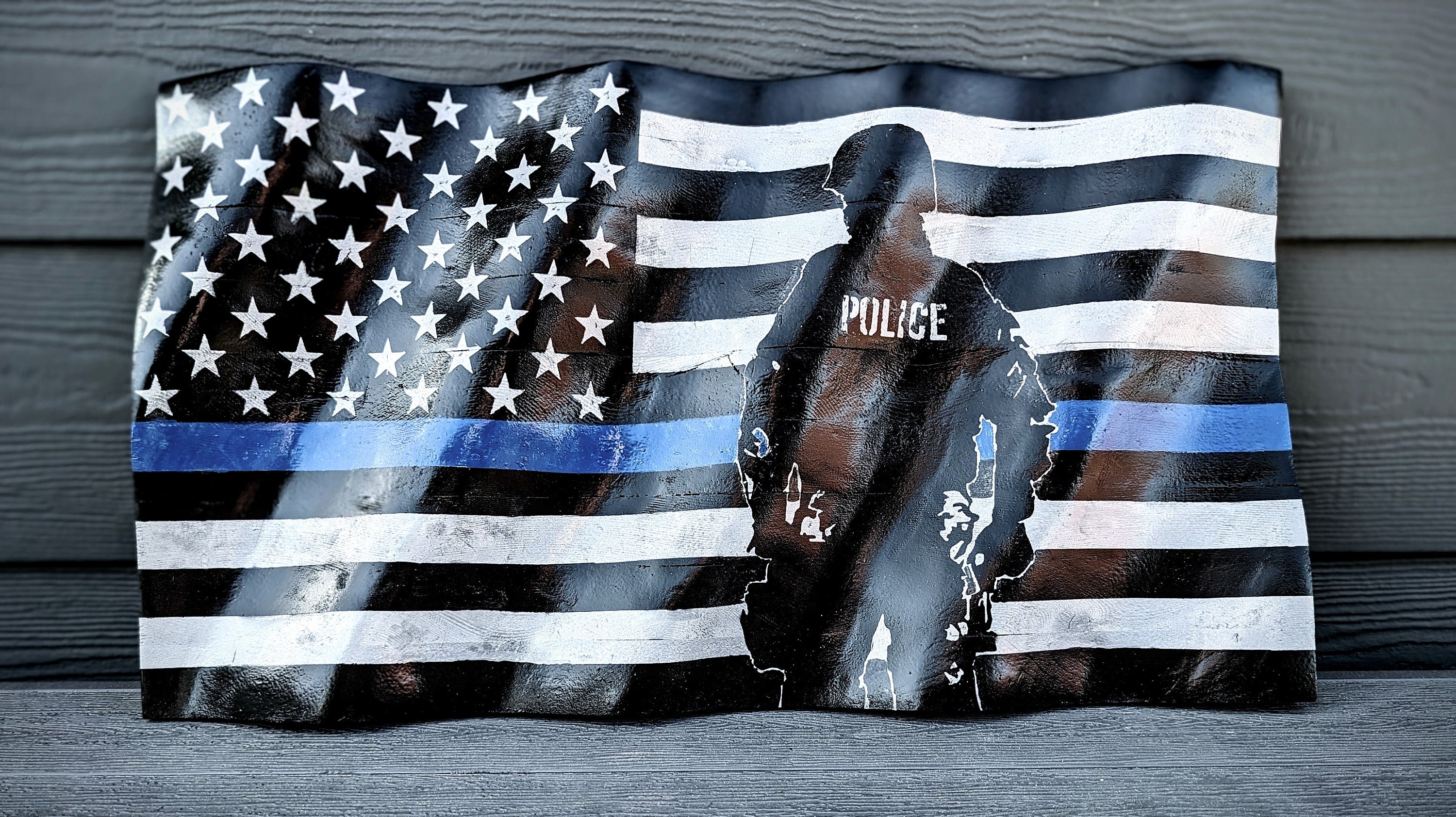 Wavy Wood Police Support Flag - Etsy