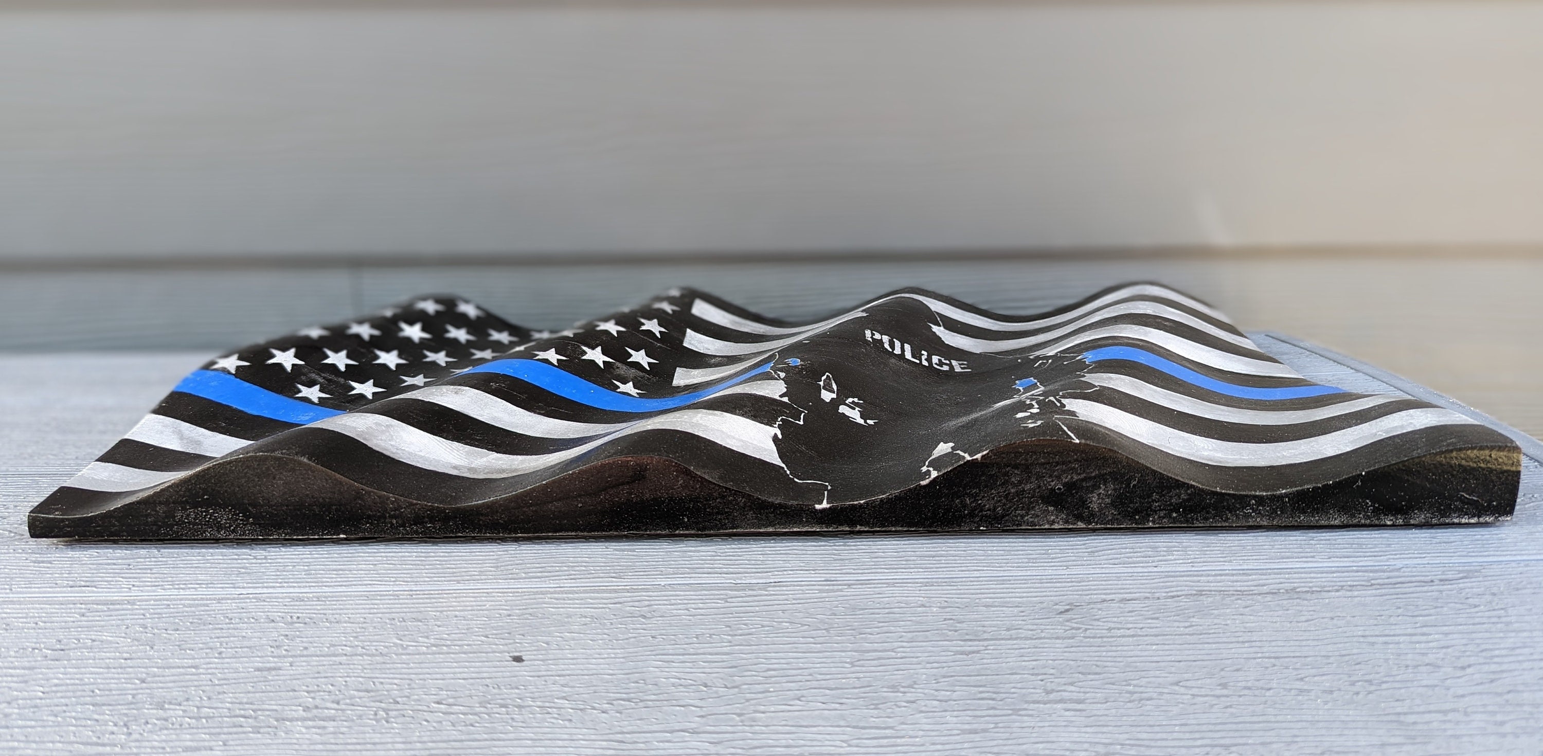 Wavy Wood Police Support Flag - Etsy