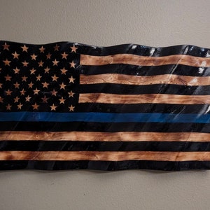 Wavy Wood Police Support Flag - Etsy